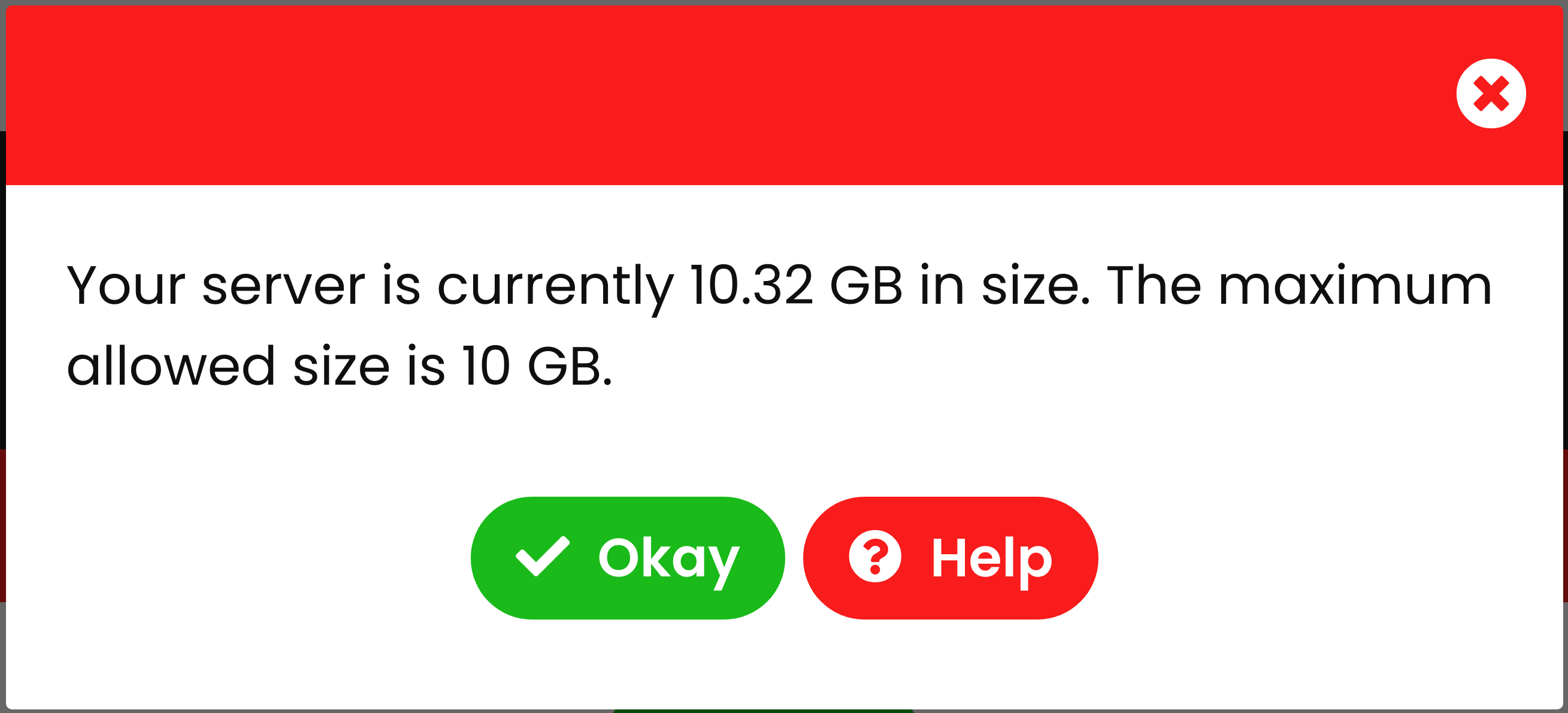 Maximum allowed server size – exaroton | Help Center